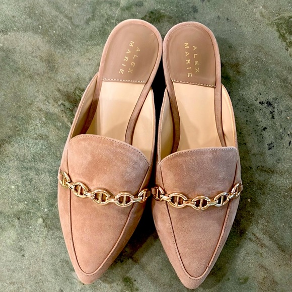 Alex Marie | Shoes | Never Worn Mules With Gold Chain Accent | Poshmark